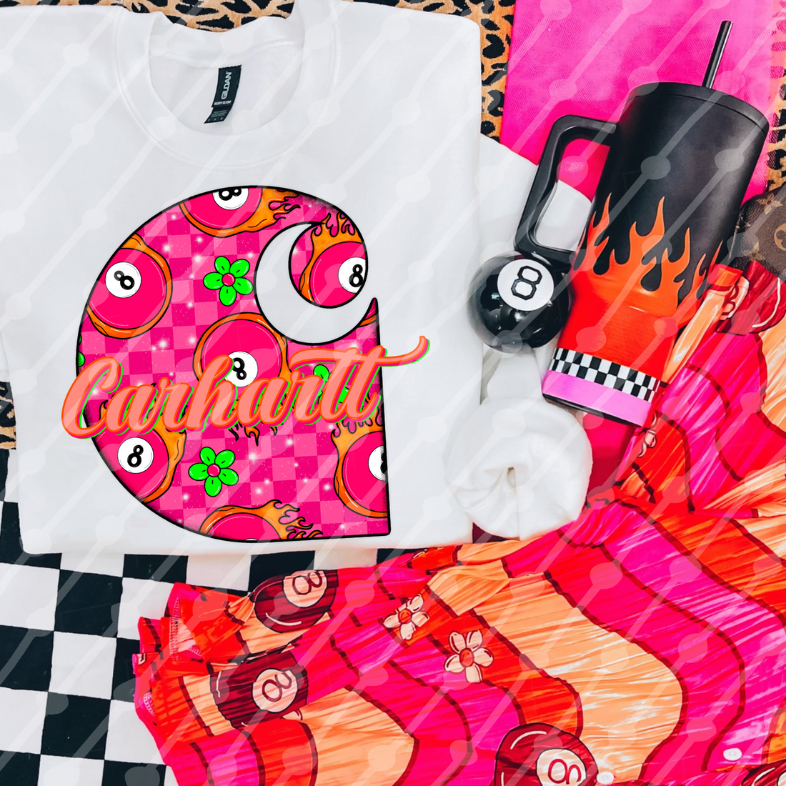 Pink Checker 8 Ball Car_artt Digital Download – June Bentley Designs