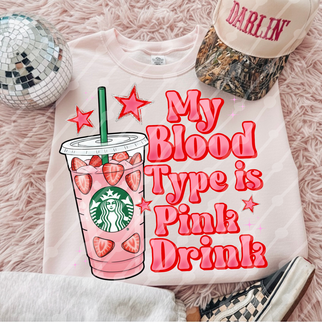 My blood type is pink drink digital download – June Bentley Designs